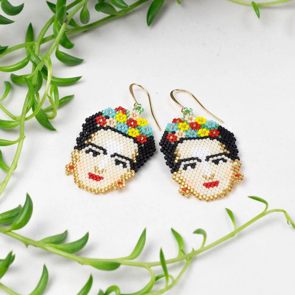 Frida Kahlo Beaded Earrings – SAMA Museum Shop